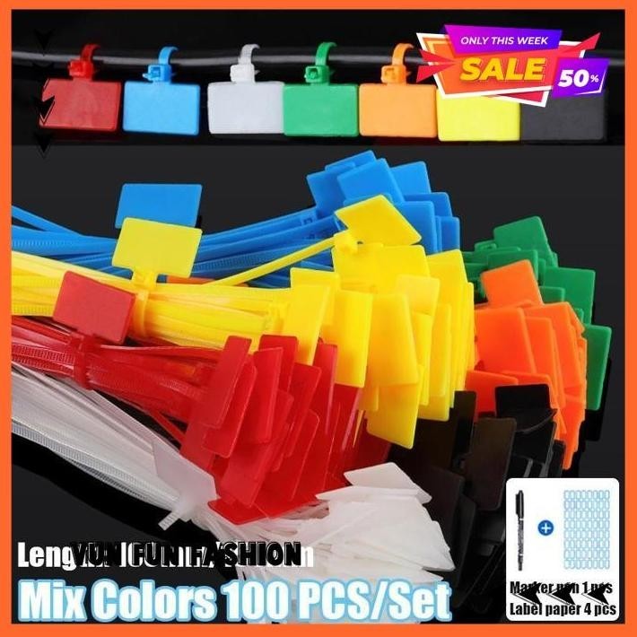 Jual 100PCS KABEL TIES MARKER WARNA WARNI CABLE TIE LABEL LAN MAKER ...