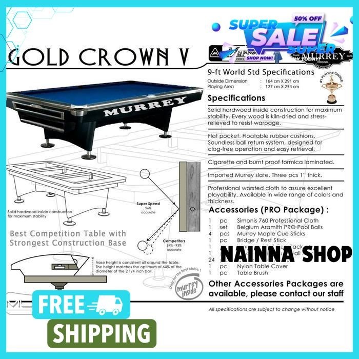 Jual MURREY GOLD CROWN V STD 9 FT POOL TABLE - MEJA BILLIARD BILIAR 9 ...