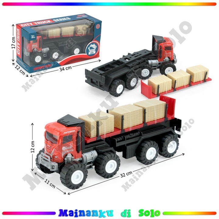 Jual [Mainanku] Truk Trailer Muat Triplek F/C 32 cm City Truck Mainan ...