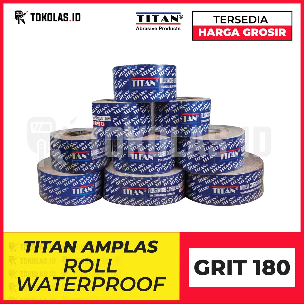Jual Titan Amplas Roll Kain Waterproof Grit 180 Full Resin Meteran 50 ...