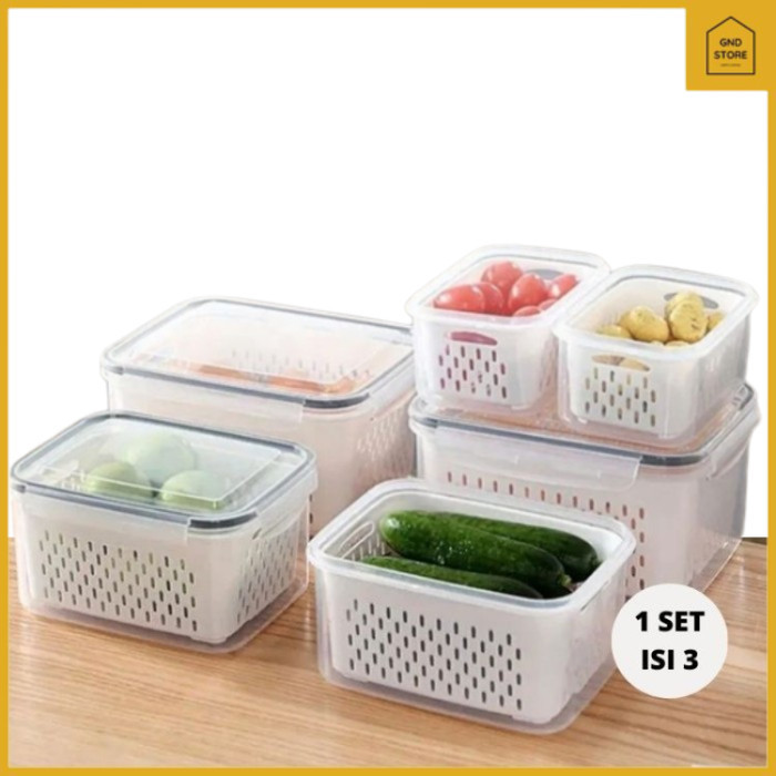 Jual Wadah Kontainer Tempat Penyimpanan Makanan Buah Dan Sayuran Set ...