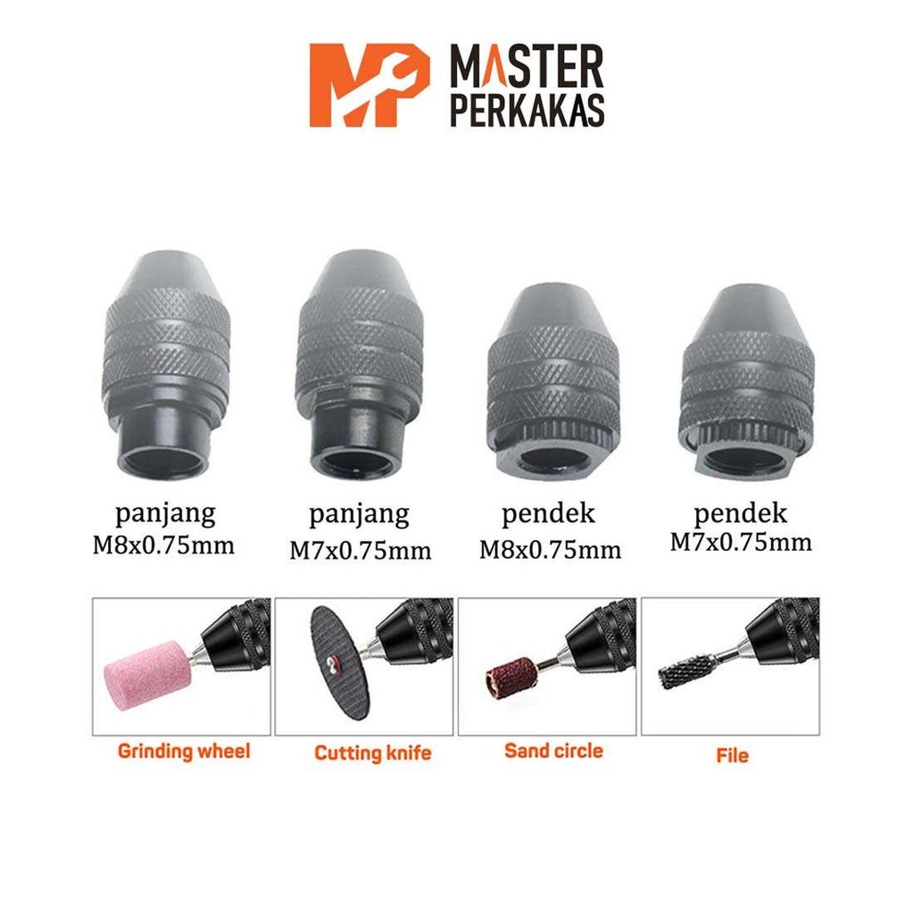 Jual Multi Chuck Keyless MP / Dremel Rotary Shaft Tool 4 Types Optional ...