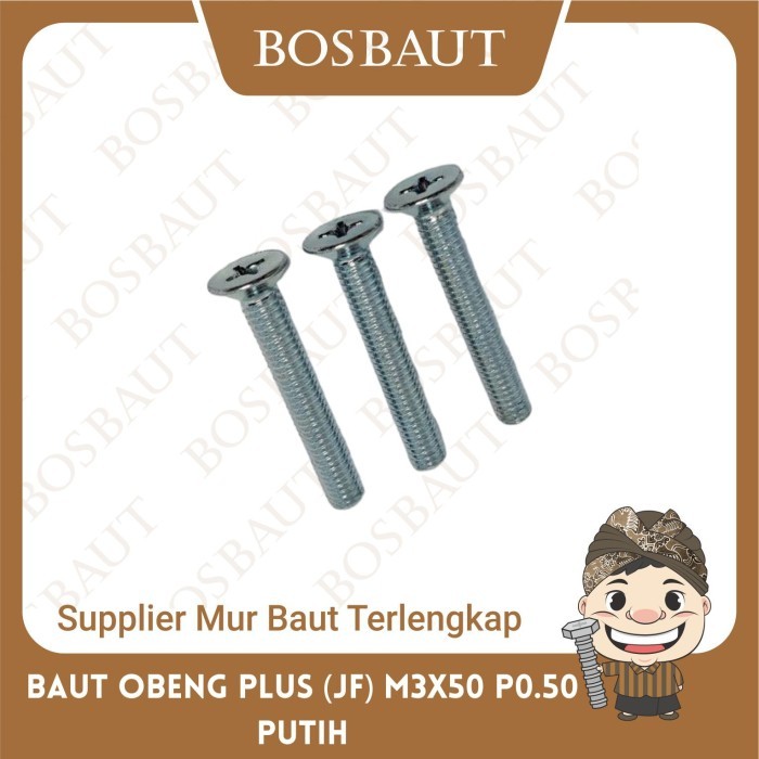 Jual Baut JF, Baut Obeng Plus Ukuran M3X50 P0.50 Besi Putih | Shopee Indonesia