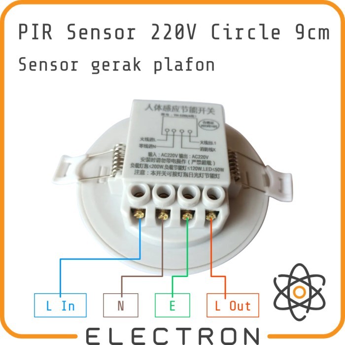 Jual PIR Sensor 220V Circle 9cm Plafon Motion Sensor Saklar Gerak Lampu ...