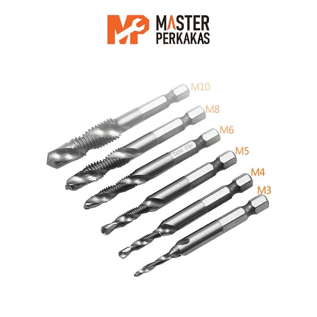 Jual Mata Bor Pembuat Ulir Drat 6 in 1 MP / Drill Tap Bit Countersink ...