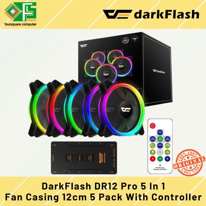 Jual Aigo Dr12 Pro 5In1 Double Ring Fan Rgb - 5 Pack With Controller ...