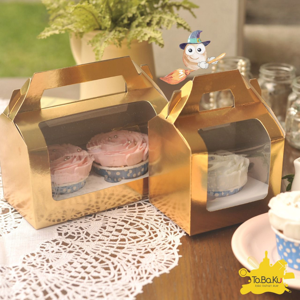 Jual Kotak Cup Cake Emas Lubang 2 Tenteng (pack isi 10pcs) | Shopee ...