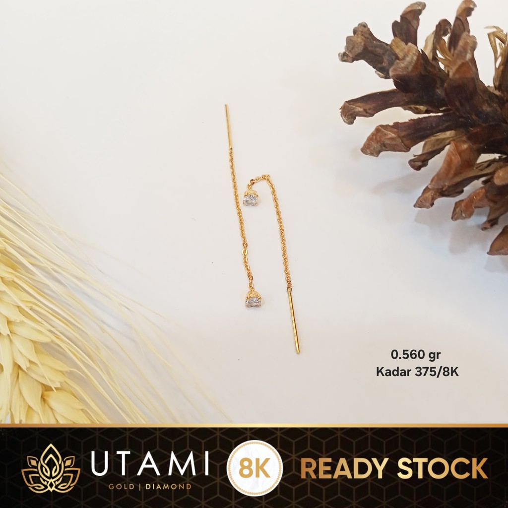 Jual Anting Tusuk Permata dengan Desain Sederhana dan Anggun 8K Utami Gold | Shopee Indonesia