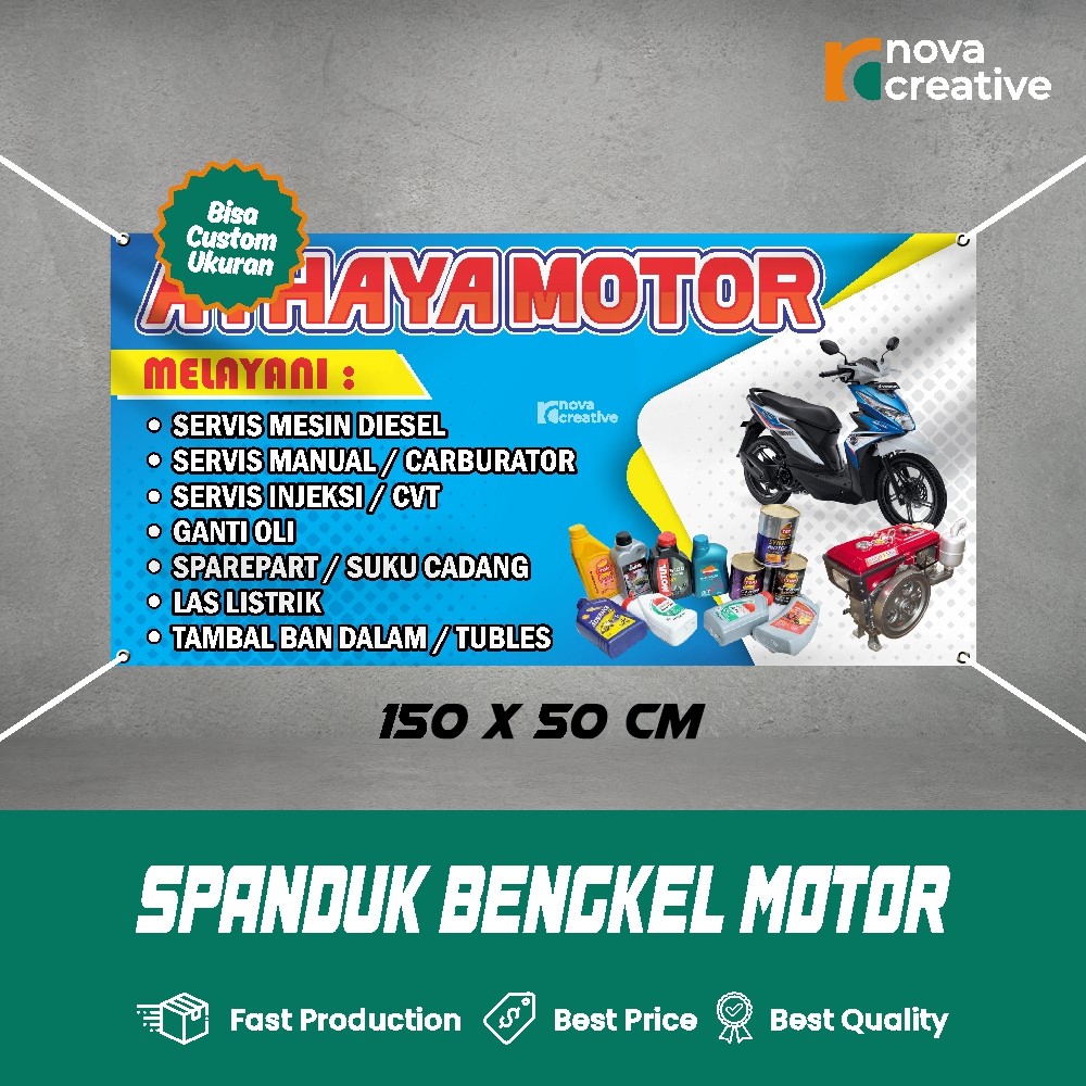 Jual Banner Bengkel Motor Panjang Spanduk Custom Gratis Desain | Shopee ...