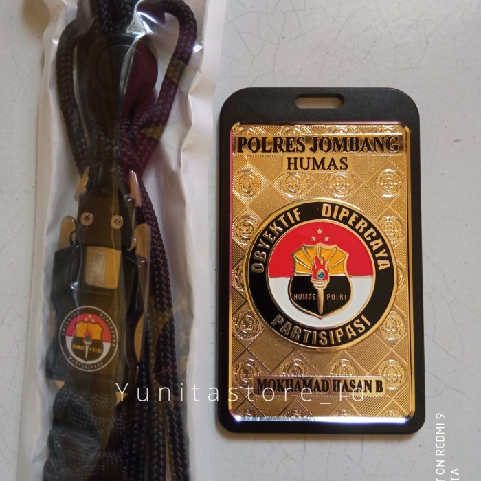 Jual Terbaru!!! Custom Id Card holder Humas Polri logo terbaru name tag ...