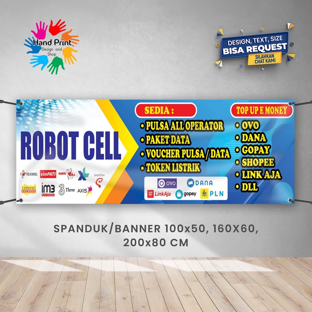 Jual Spanduk Banner Konter Pulsa Robot Cell Topup Gratis Memesan Desain ...
