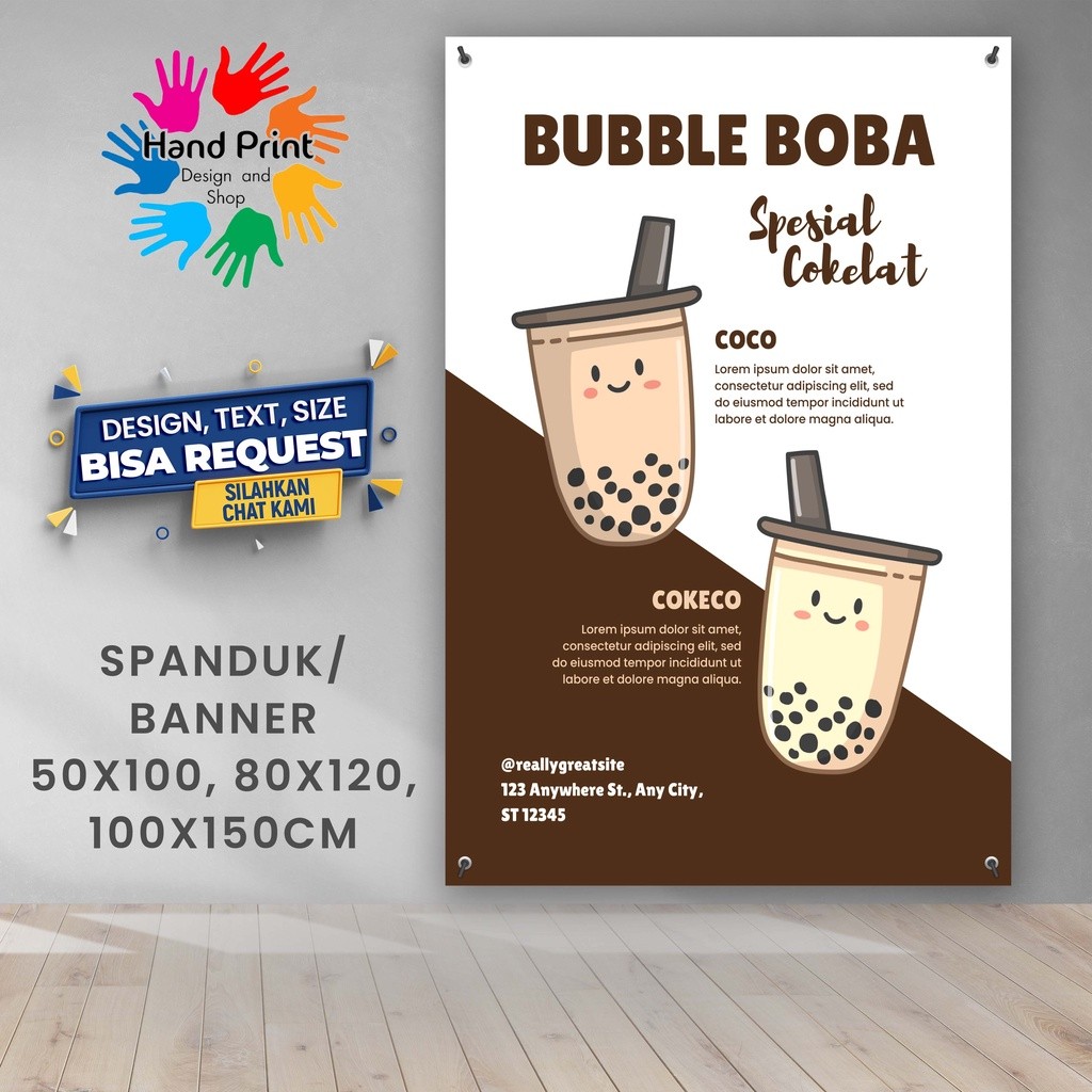 Jual SPANDUK BANNER Es Boba Coklat 80x120 CM | Shopee Indonesia