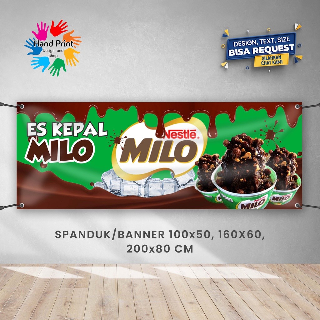 Jual Spanduk Banner Es Es Kepal Milo Gratis Memesan Desain | Shopee ...
