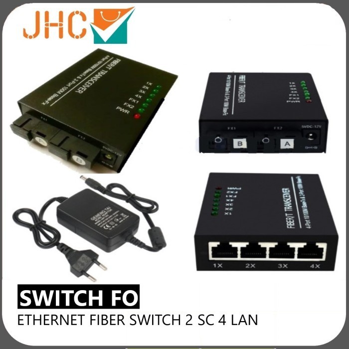 Jual Media Converter Fiber Switch 2 SC 4 RJ45 10/100 HTB 2FO 4LAN 2 FO ...