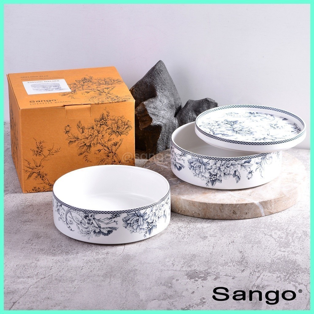 Jual SANGO 2 Mangkok + 1 Piring Makan Adelaide Blue (Isi 3) Hampers ...