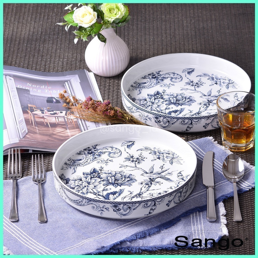 Jual SANGO Set Piring Makan Stackable Keramik Adelaide Blue (Isi 2 ...