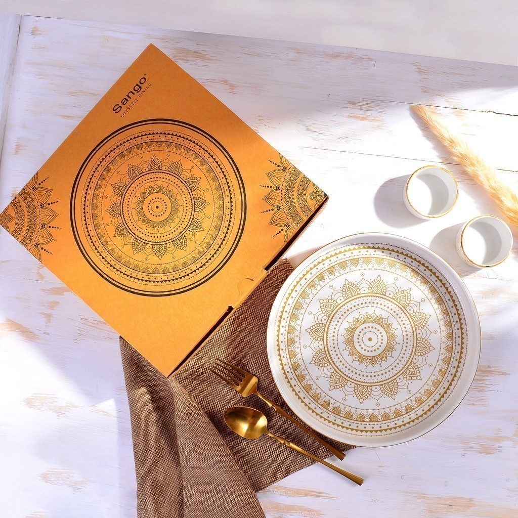 Jual SANGO Set Piring Makan dan Tempat Saus Mandala White (Isi 3 ...