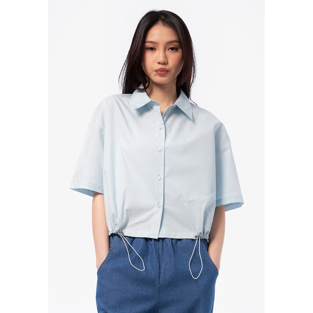 Jual COLORBOX Button Up Shirt with Drawstring Lt. Blue | Shopee Indonesia