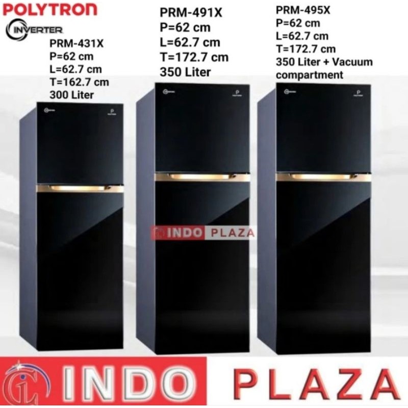 Jual KULKAS POLYTRON 2 PINTU BELLEZA JUMBO INVERTER PRM-431 / 491 / 495 ...