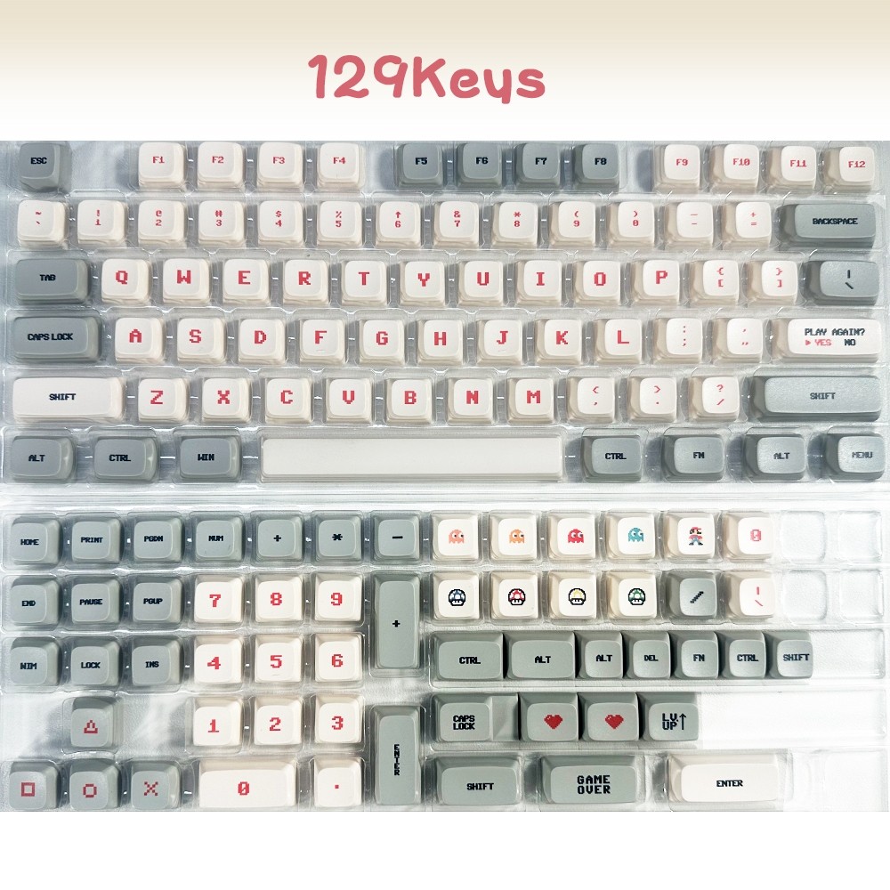Jual Retro Mario Red dan White Keycaps XDA Profil PBT 129 Kunci Cocok ...