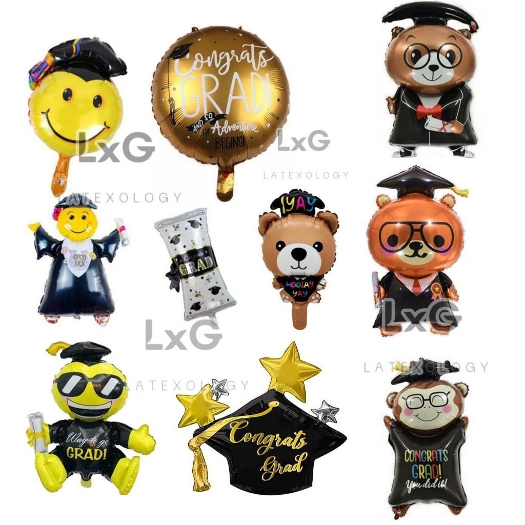 Jual Balon Graduation Wisuda Bulat Mini Graduation Smiley,Jubah,Ijazah ...
