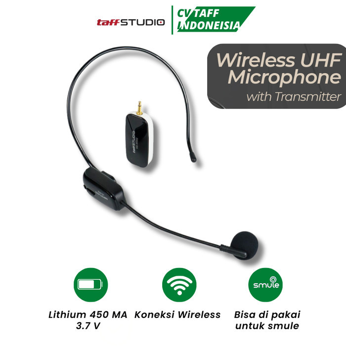 Jual Mic Wireless Uhf Microphone Model Bando Call Center Rechargeable Black | Shopee Indonesia