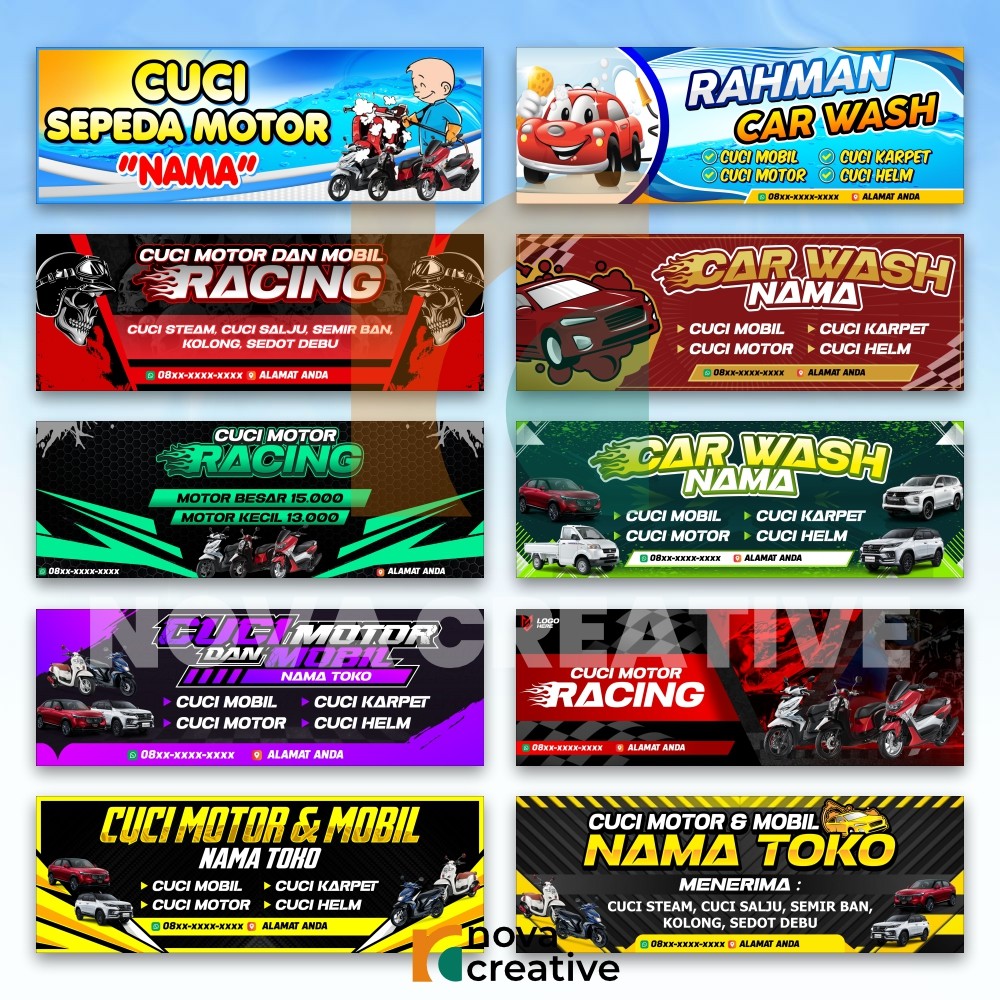 Jual Spanduk Steam Motor & Mobil Spanduk Custom Free Desain | Shopee ...