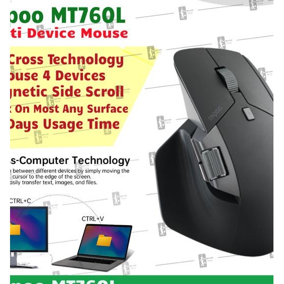Jual Rapoo Mt750 Bluetooth Wireless Mouse Multi Device Mx Killer ...
