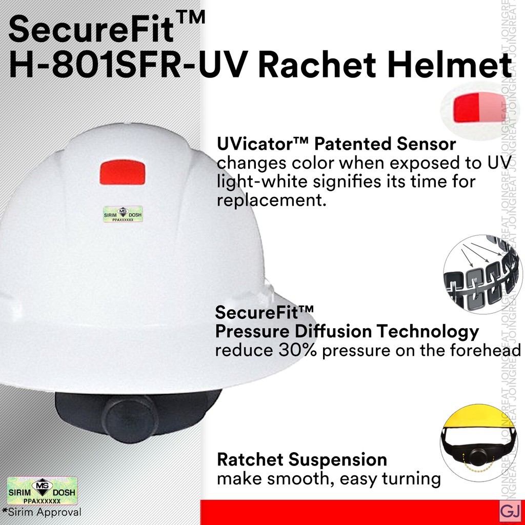 Jual 3M H-801SFR-UV Warna Putih Penuh Brim Helm Safety Topi Keras ...