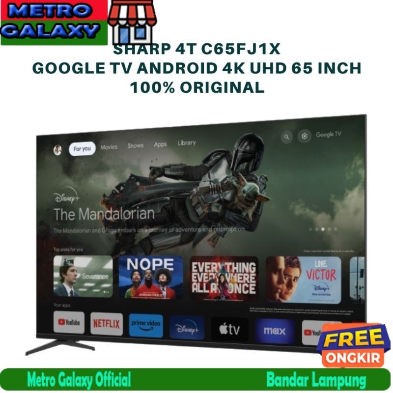 Jual SHARP 4T-C65FJ1X LED TV 65 INCH UHD 4K GOOGLE TV GARANSI RESMI | Shopee Indonesia