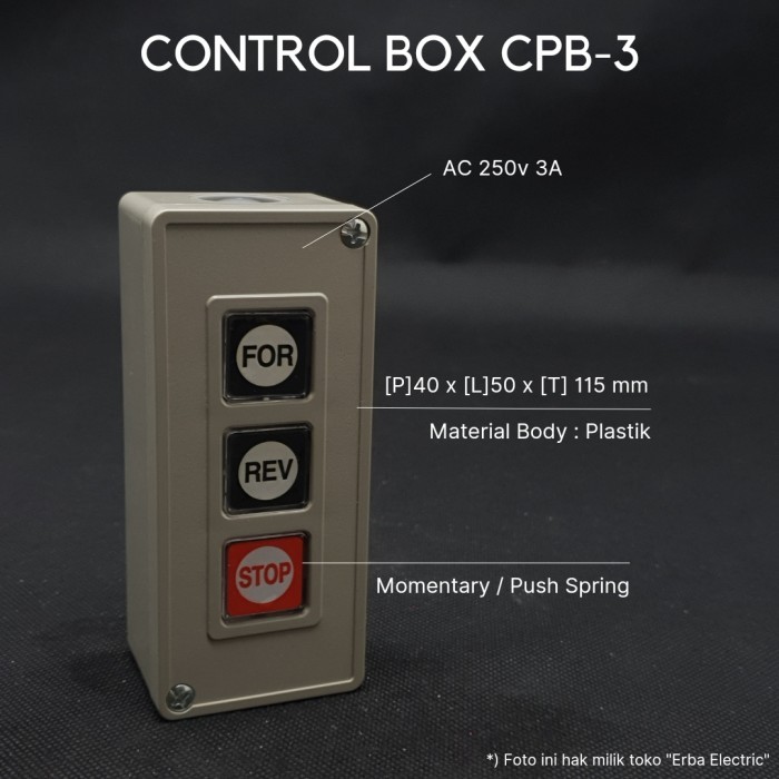 Jual CONTROL PUSH BUTTON SWITCH CPB-3 3A 250V TOMBOL FOR REV STOP HARGA ...