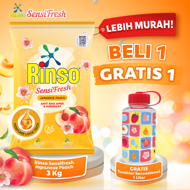 Jual Buy 1 Rinso Sensifresh Japanese Peach 3kg FREE Tumblr Sensasional ...