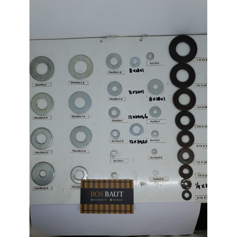 Jual Ring Plat / Flat Washer Besi M 30 x 60 x 3 Putih - Ring Plat M30 ...
