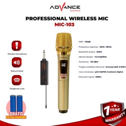 Jual Produk Advance MIC 103 Microphone Profesional Mic Wireless Gold ...