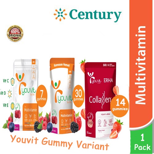 Jual Youvit Multivitamin Dewasa 1 Sachet Isi 7 & 30 Gummy /Youvit x Erha Collagen 14'S/Daya ...