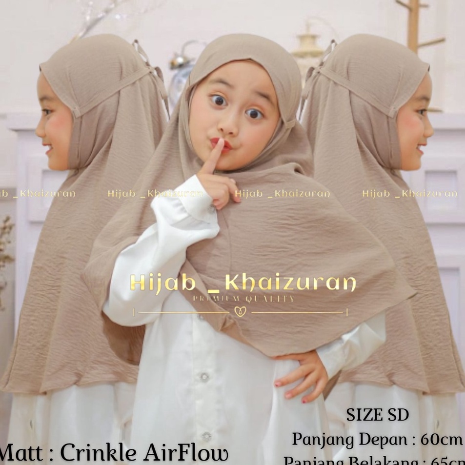 Jual 46 Bergo Crinkle Airflow Anak TK-SD / Hijab Crincle Maryam Tali Non Ped imb7c | Shopee ...