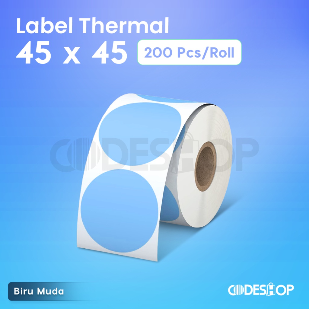 Jual Label Thermal Bulat 45 x 45 Stiker 45x45 mm Warna Biru isi 200 Pcs ...