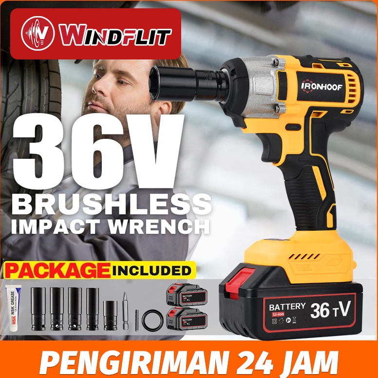 Jual TREND TERBARU 36V Impact Wrench Tool Cordless 1800n.m/3000R Torsi ...