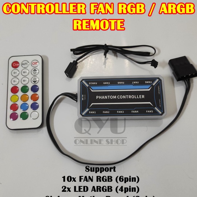 Jual Promo! Controller FAN RGB 6 PIN RF Remote Control Kipas Casing PC ...