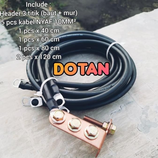Jual 3 TITIK 5 KABEL NYAF 10MM GROUND WIRE KIT KABEL GROUNDING MOBIL ...