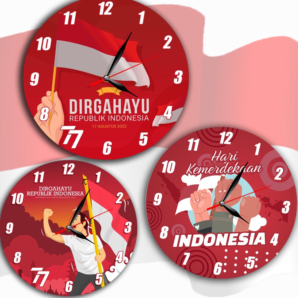 Jual ⁎PIr jam dekorasi kemerdekaan Dirgahayu RI 17 agustus/ Sticker ...