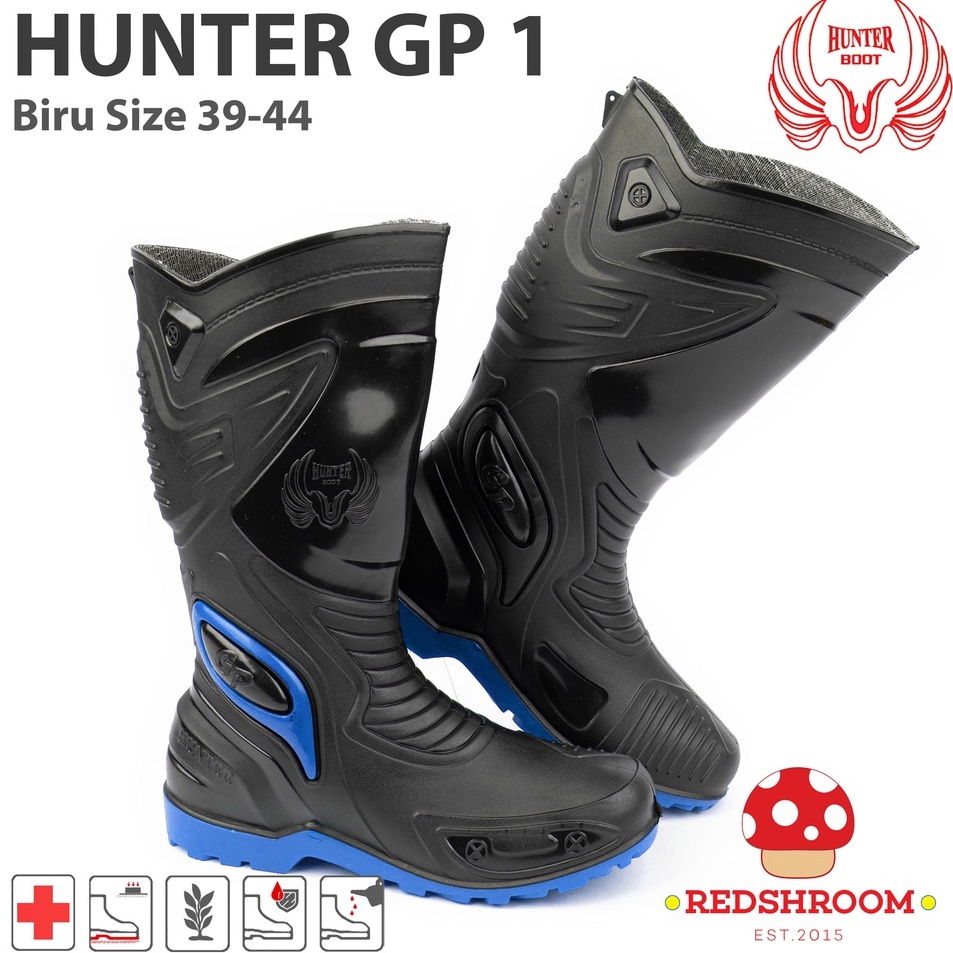 Jual trxQq7Q1 Sepatu Boots Tinggi HUNTER GP 1 BLACK/BLUE | Shopee Indonesia