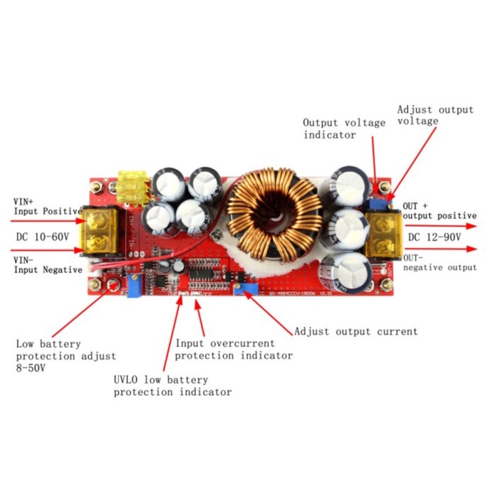 Jual Step Up 30A 1500W Boost Converter DC to DC 10-60v to 12-90v Buck Modul | Shopee Indonesia