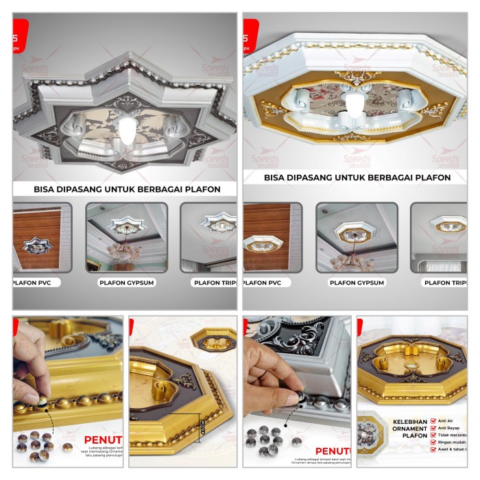 Jual Terlaris Fittko Ornamen Lampu Plafon Pvc 60 Cm X 60 Cm Fitting ...