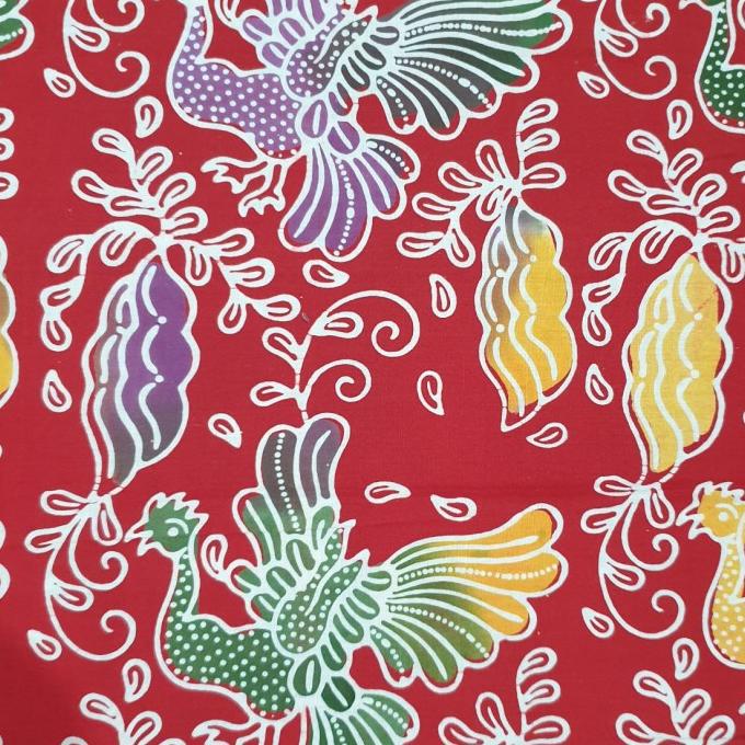 Jual BATIK SEMARANGAN(CAP). WARNA MERAH, MOTIF BURUNG BLEKOK BUAH ASEM ...