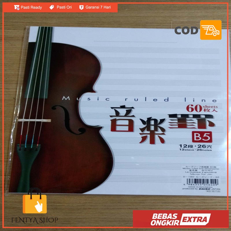 Jual DAISO buku musik loose leaf buku not musik B5 garis paranada ...