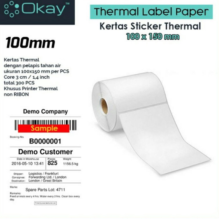 Jual GOGO BELI⚡ Kertas Thermal Sticker 100X150 mm STICKER LABEL Isi 300 ...