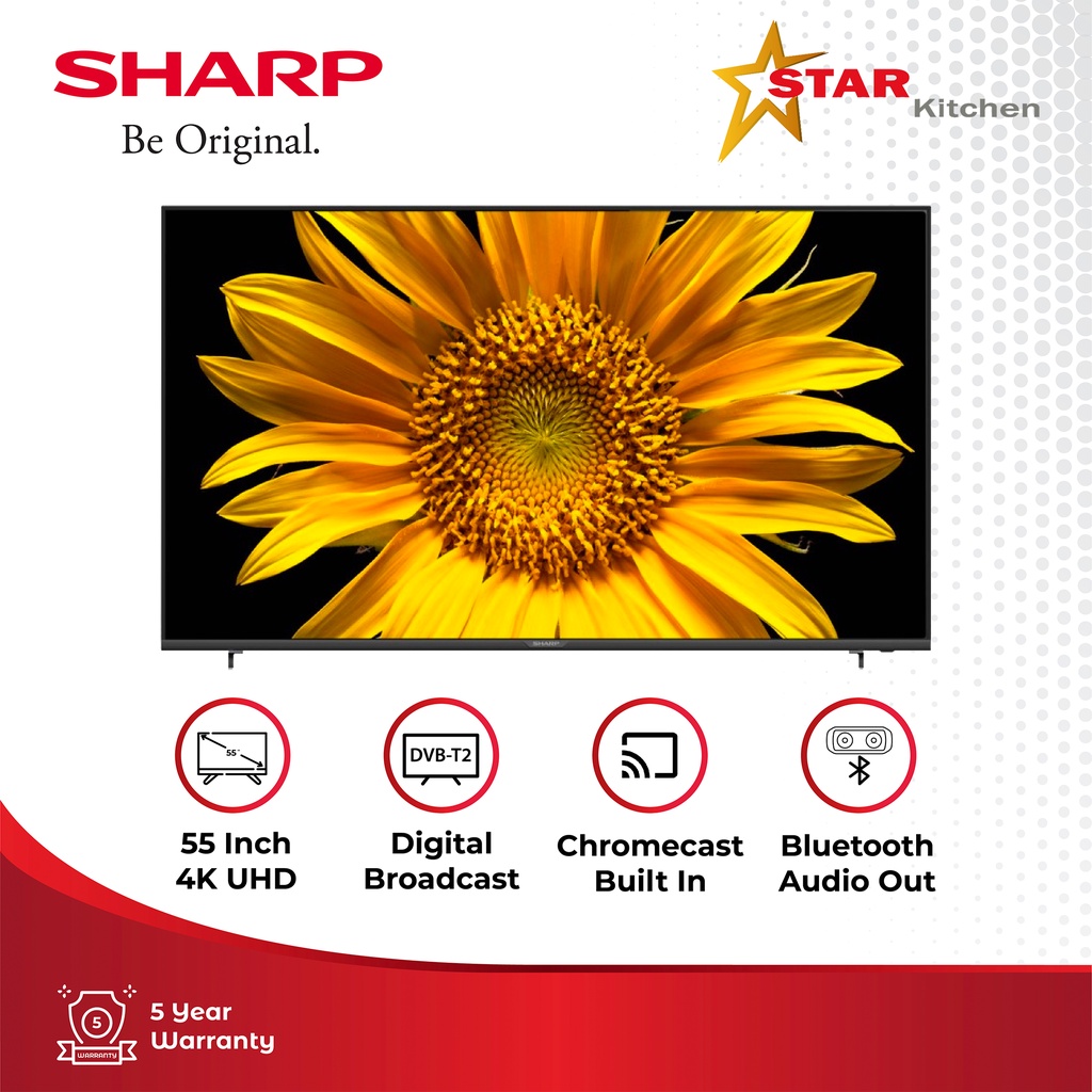 Jual Sharp LED TV 4K Ultra-HDR Easy Smart TV 4T-C55EJ2X Black 55 inch ...