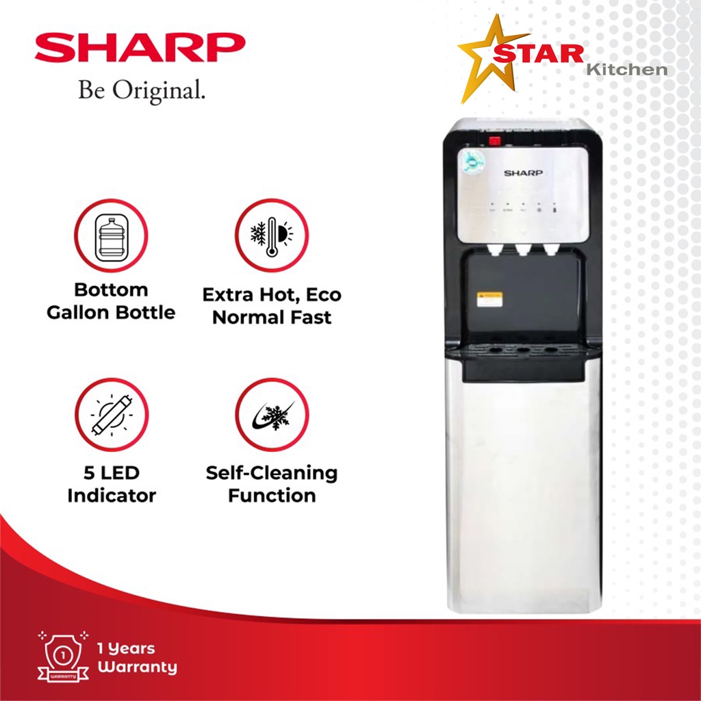 Jual Sharp Water Dispenser Bottom Galon SWD-83EHL-SL Stainless Black 4 ...
