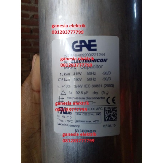 Jual Kapasitor Bank Gae 15Kvar 415V / Capacitor Bank Gae 15 Kvar 415V ...